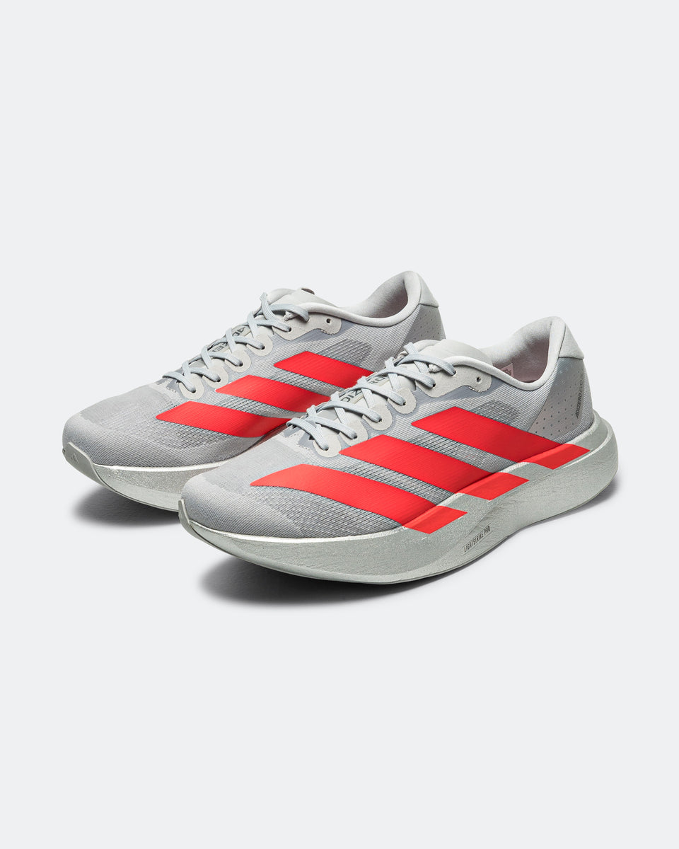 adidas - Mens Adizero Evo SL - Silver Metallic/Lucid Red-Iron Metallic | Up There Athletics
