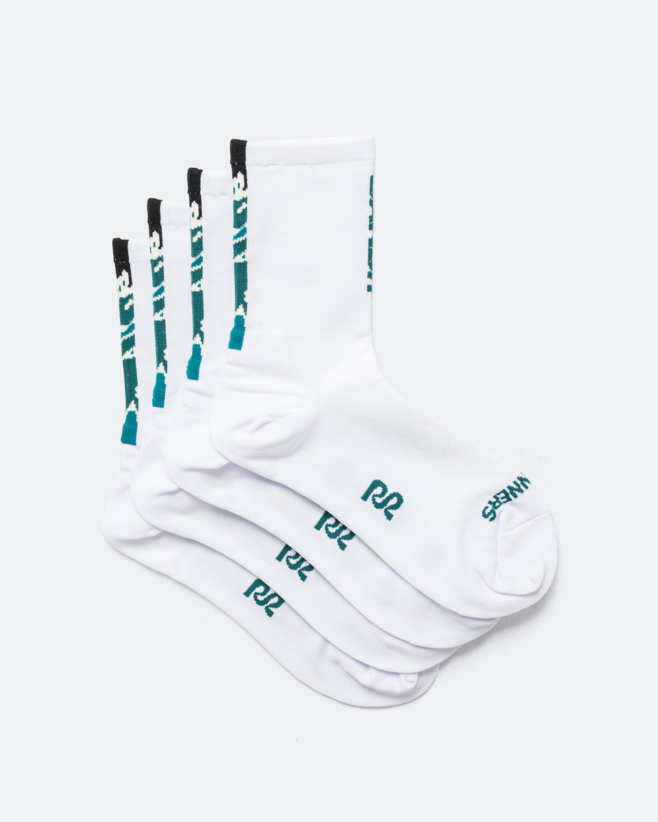 Bandit Running - Lite Run Quarter Socks 'Vertical Bandit' 2 Pack - Whi ...