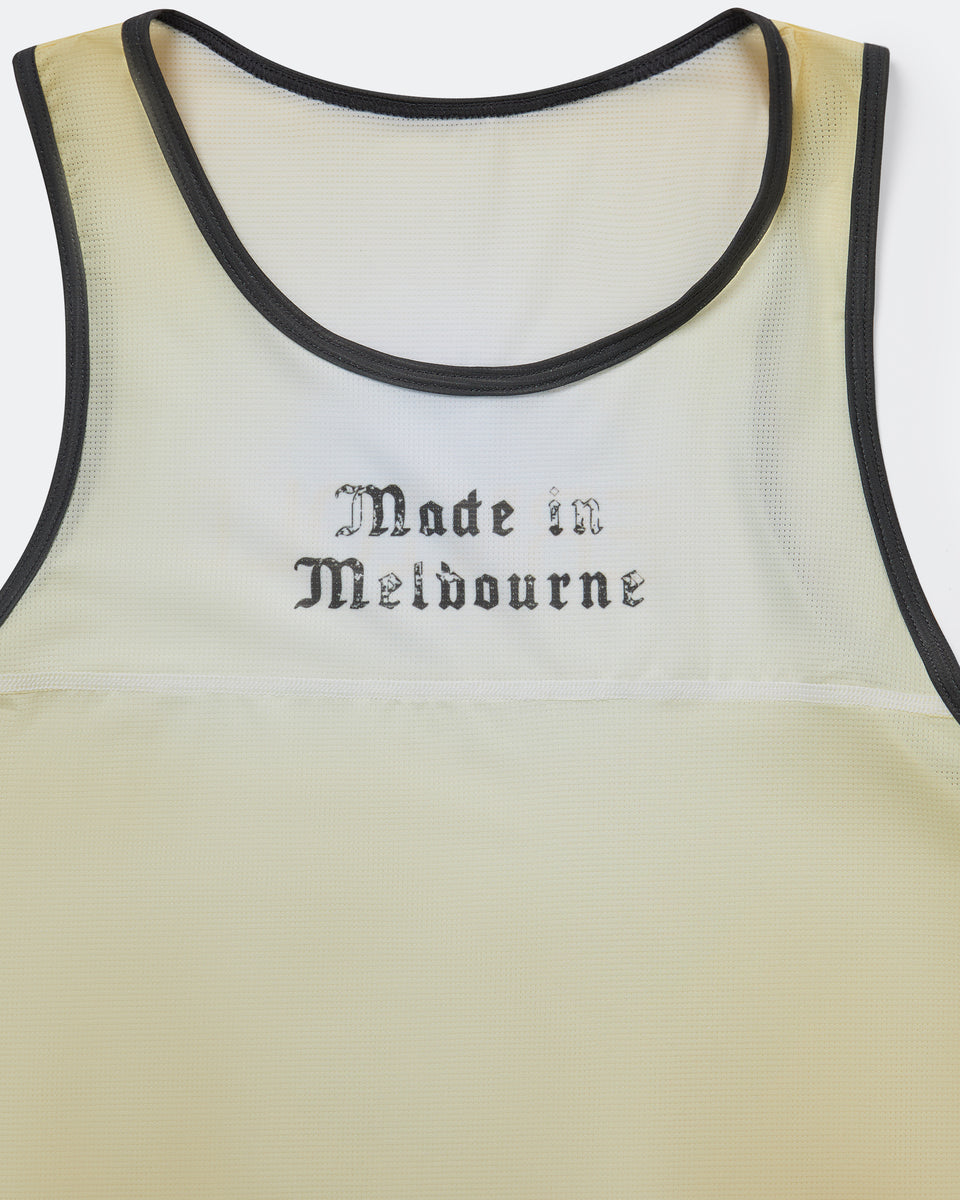 Erniold - Mens Race Singlet Melbourne - Off-White | Up There Athletics